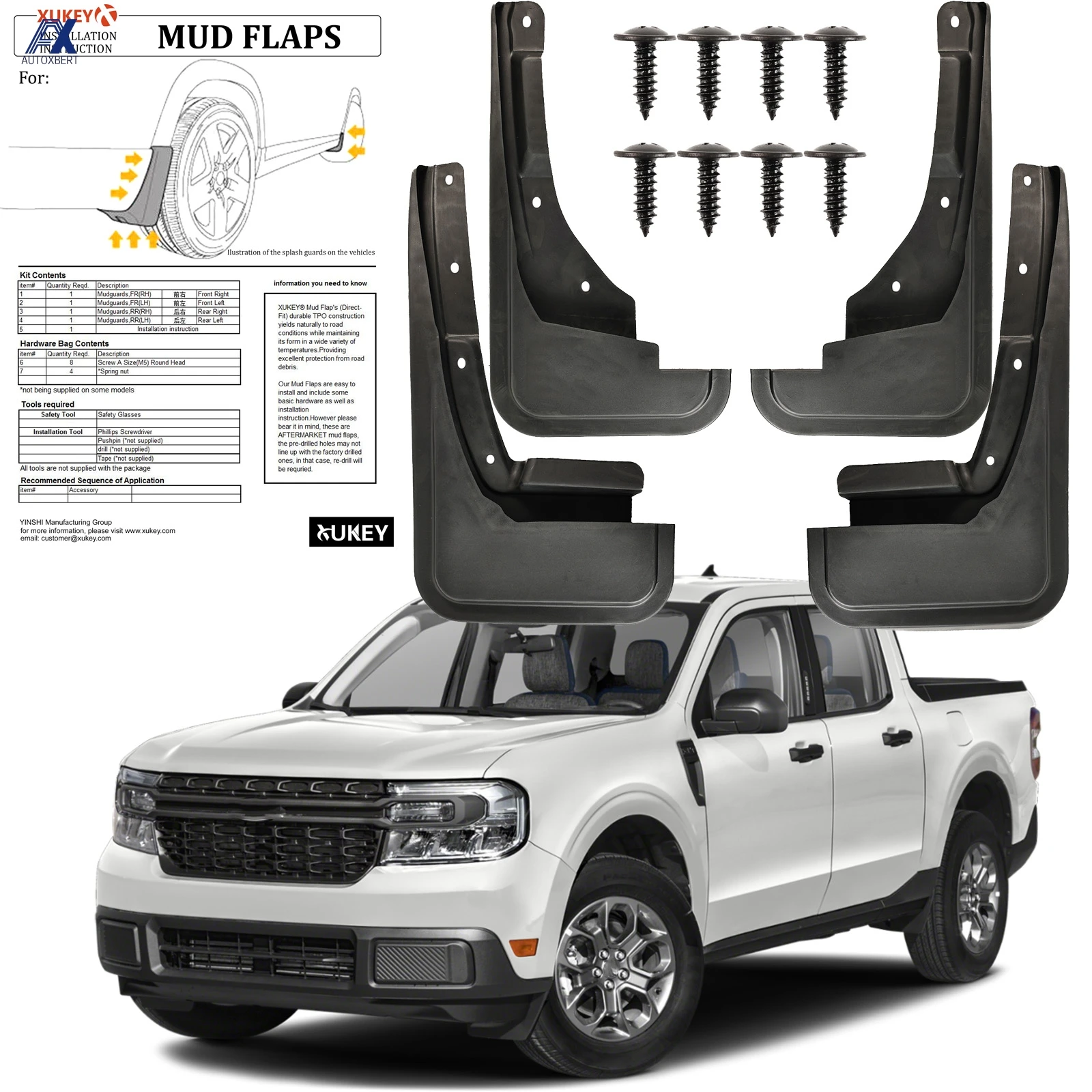 Set For Ford Maverick Splash Guards mudguard Fender Mudflap Mud Flaps ...