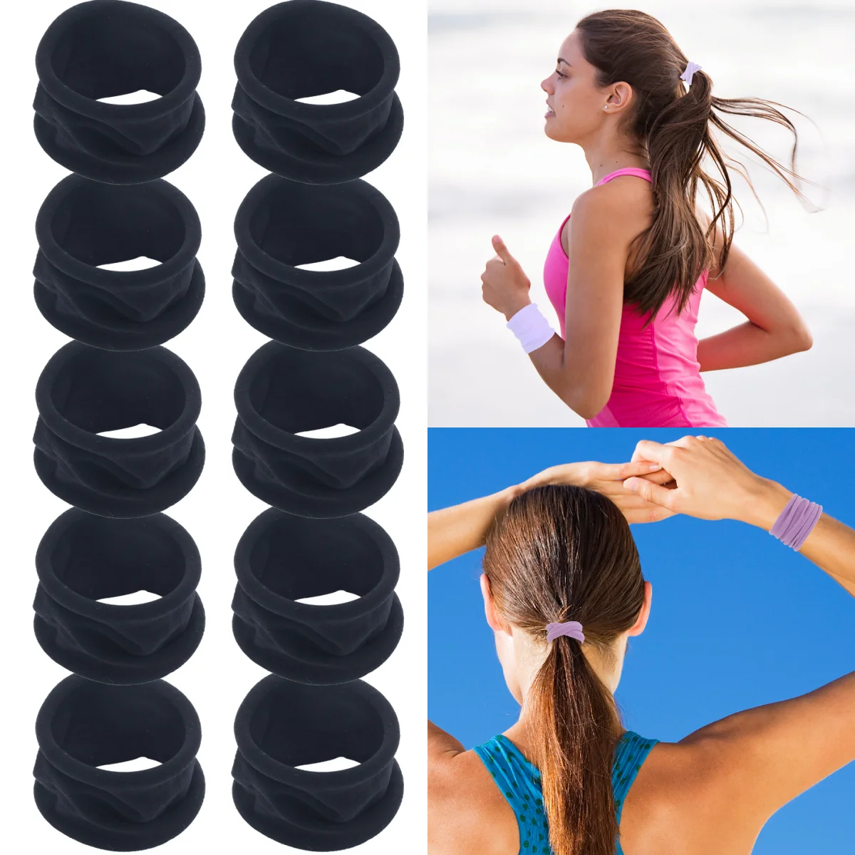 10pcs-Wide-Black-Hair-Bands-for-Women-Girls-High-Elastic-Rubber-Band ...