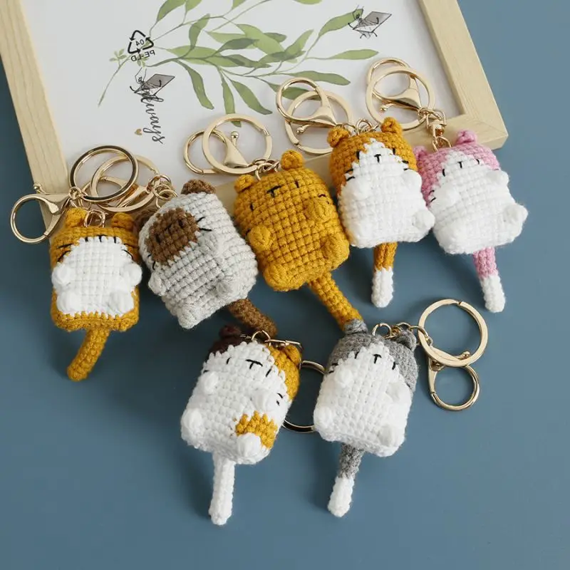 Knitting-Small-Cat-Keychains-Cute-Keychain-With-Cat-Creative-Knitted ...