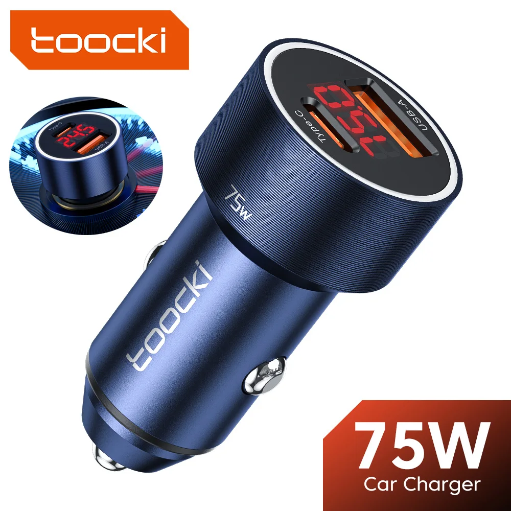 Toocki cargador USB para coche, adaptador de carga rápida de 75W, QC3.0, USB C, para iPhone 13 ...