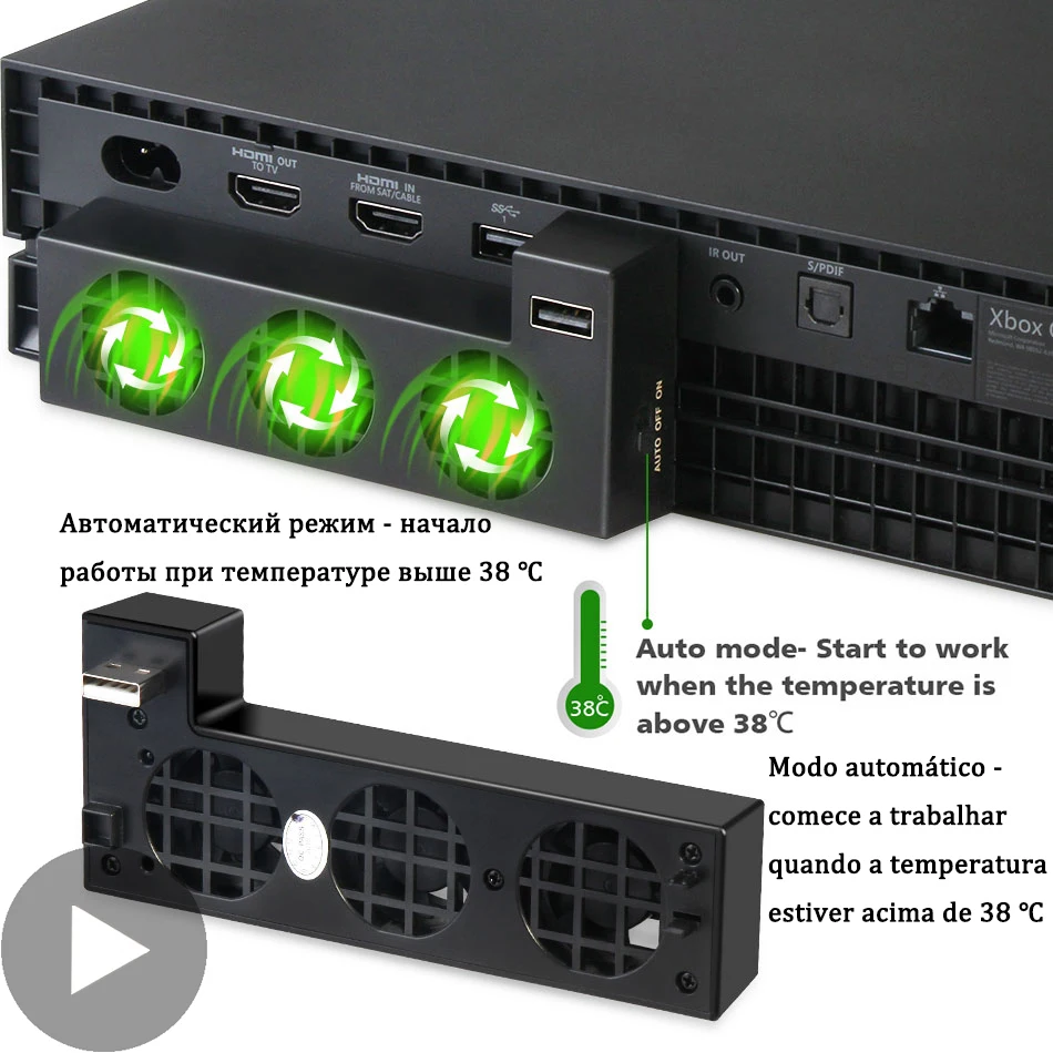 Cooling Fan Cooler Control For X Box Xbox One X Console Controller Usb ...