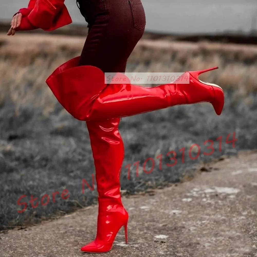 Bottes-longues-d-coup-es-au-dos-rouge-pour-femmes-talons-hauts-pointus ...