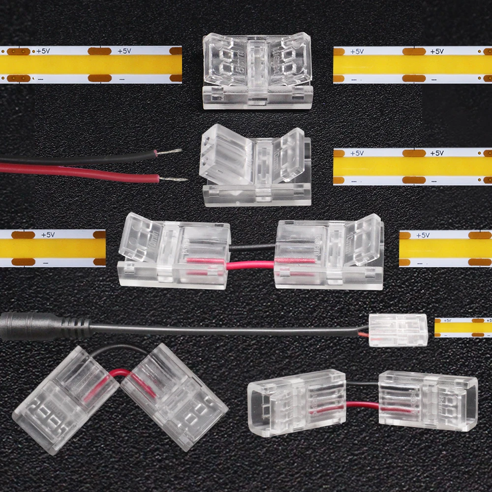 5pcs-2Pin-COB-LED-Strip-Connector-Extension-Wire-Terminal-LED ...