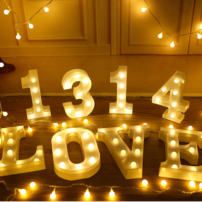 16/22cm Luminous 0-9 Digital Number A-z Letter Light Powered Lamp Night ...