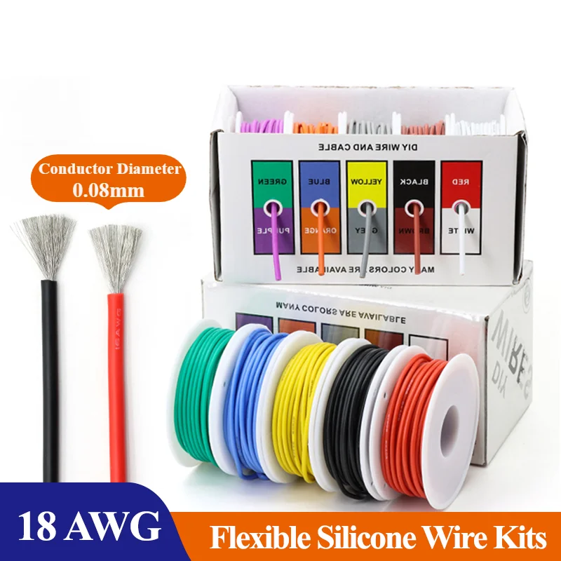 5-Colors-Mix-Kit-18AWG-Heat-Resistant-Flexible-Silicone-Wire-Stranded ...