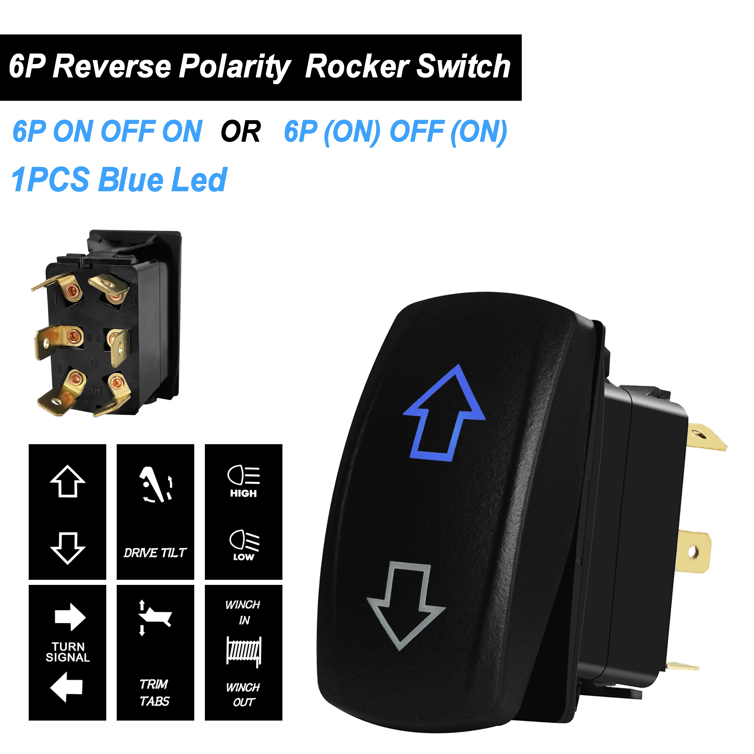 1Pcs-6Pins-Dual-Blue-Led-12V-DC-DPDT-Polarity-Reversing-Rocker-Switch ...