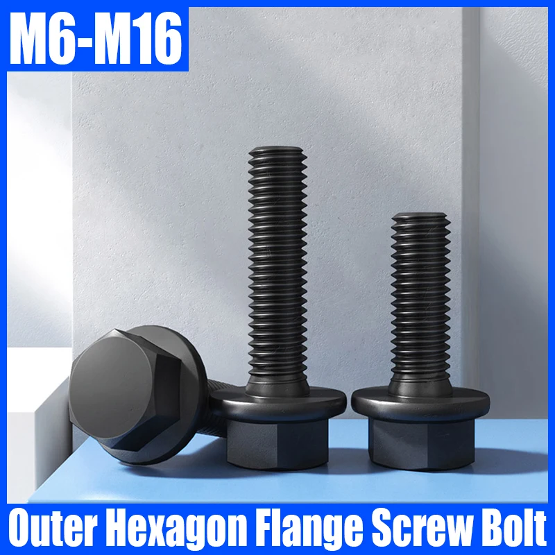 1PCS-M6-M8-M10-M12-M14-M16-Grade-10-9-Black-Carbon-Steel-Outer-Hexagon ...