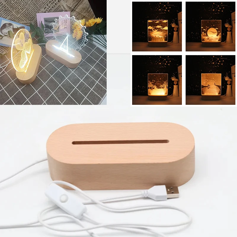 Oval-LED-Light-Display-Base-Wooden-Lighted-Atmosphere-Lamps-3D-Usb ...