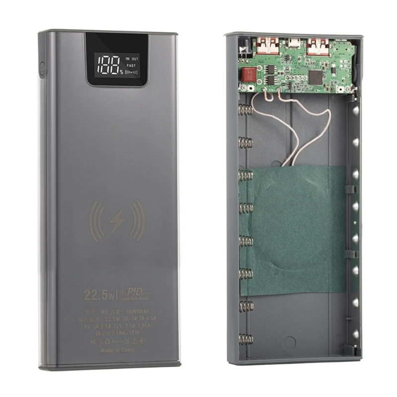 DIY-Boxes-8x18650-Battery-Outer-Metal-Shells-15W-Wireless-Charging ...