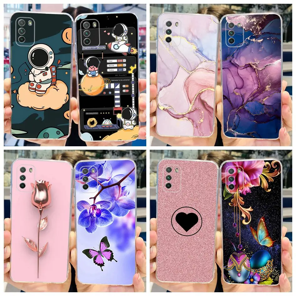 For-Xiaomi-Poco-M3-Pro-5G-Case-Fashion-Marble-Butterfly-Soft-Silicone ...