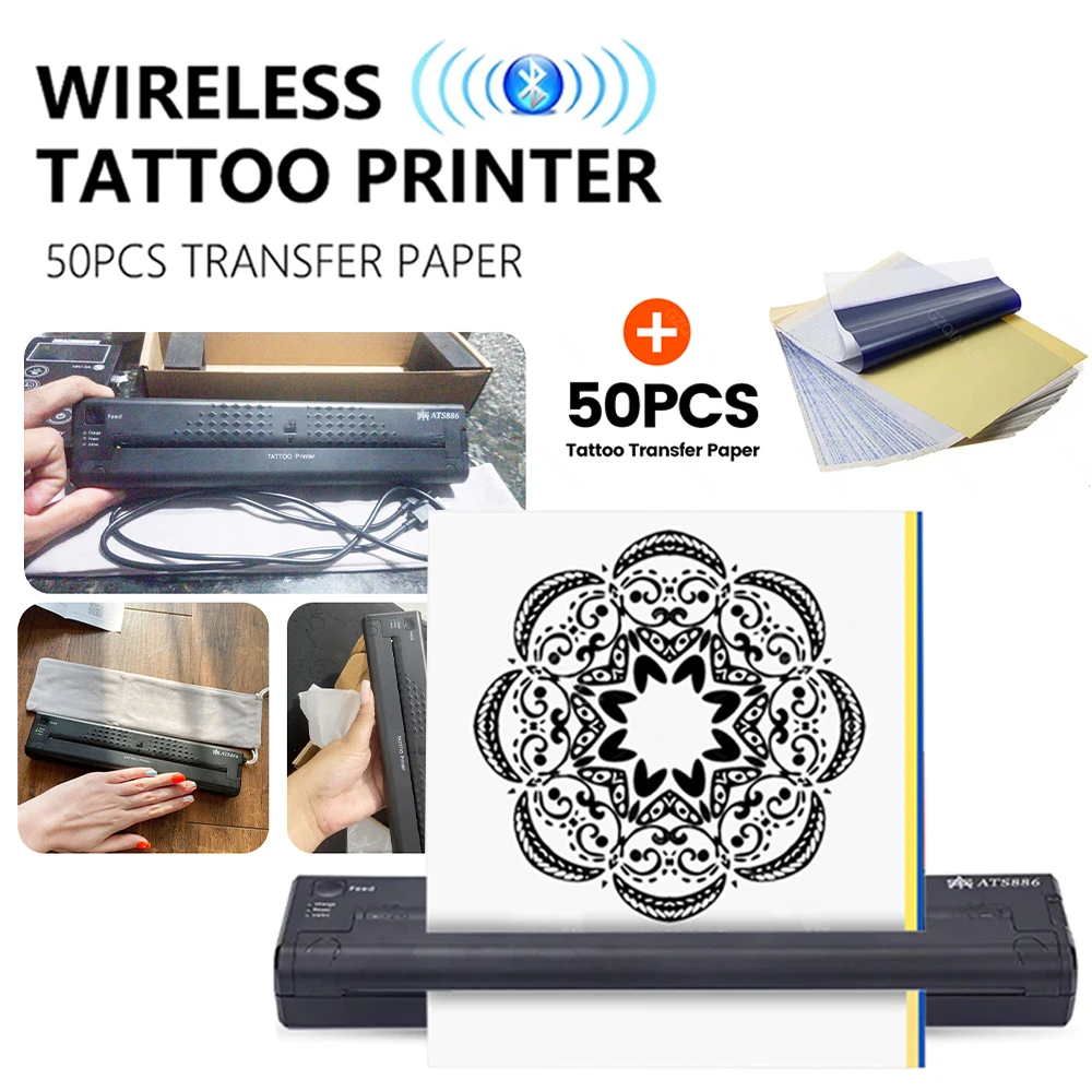 New Mini Bluetooth Tattoo Transfer Machine A4 Portable Wireless Mobile ...