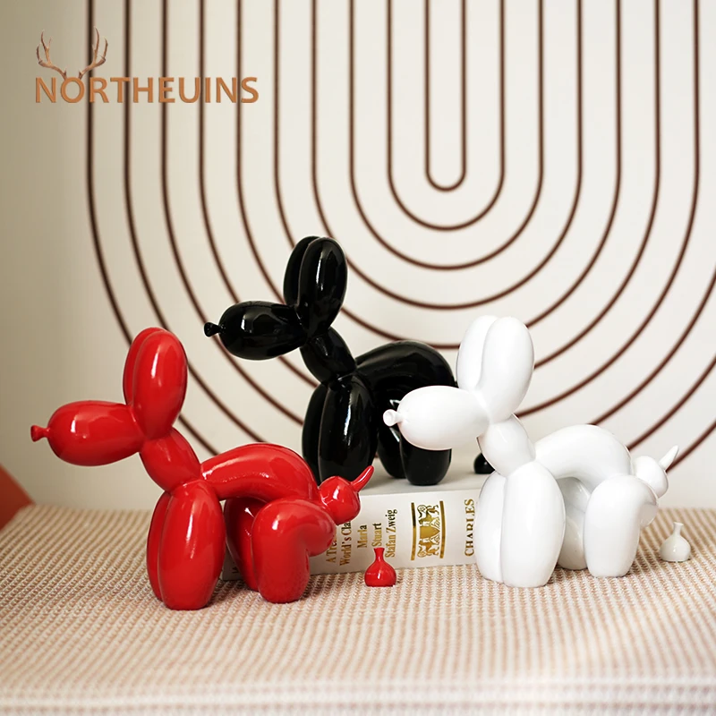 NORTHEUINS-Resin-Poop-Balloon-Dog-Figurines-Simple-Art-Animal-Statues ...