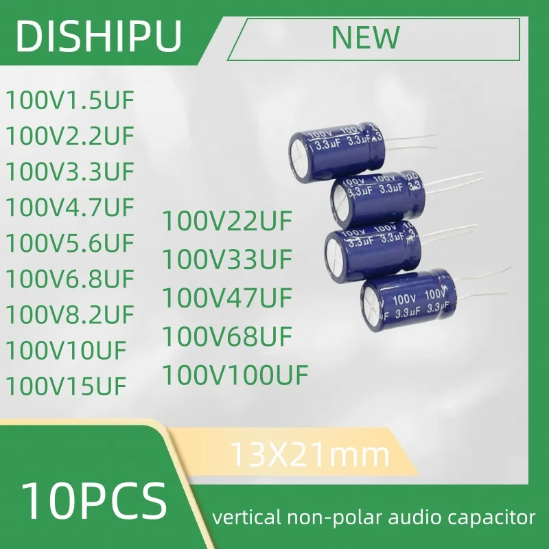 10PCS 100V1.5UF 100V2.2UF 100V3.3UF 100V4.7UF 100V5.6UF 100V6.8UF 100V8 ...