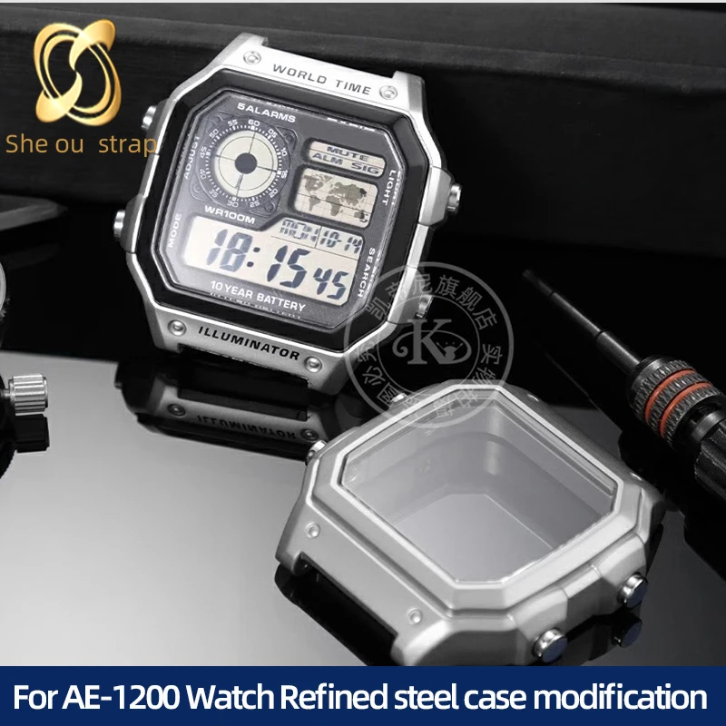 Caja-de-reloj-de-acero-para-reloj-Casio-3299-AE-1200-Kit-de-Metal ...