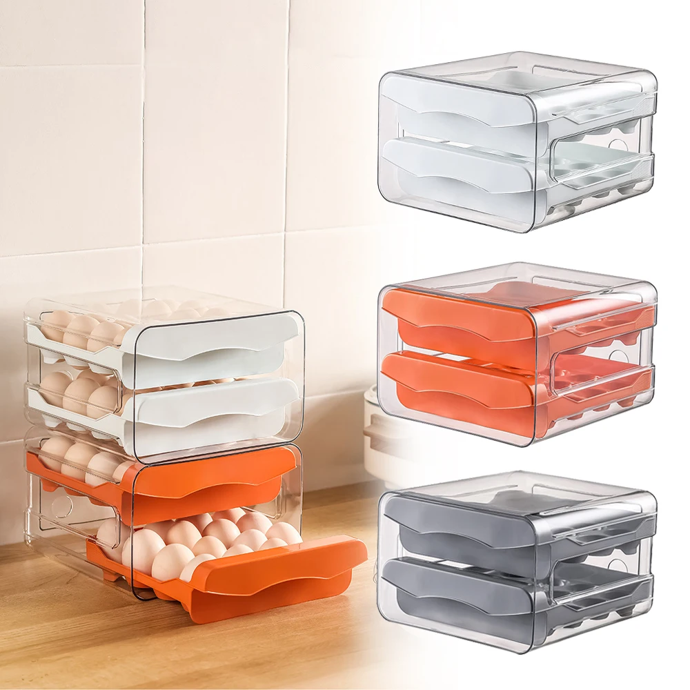 Kitchen-Fridge-Food-Organizer-Egg-Drawer-Storage-Box-Shelves-Container ...