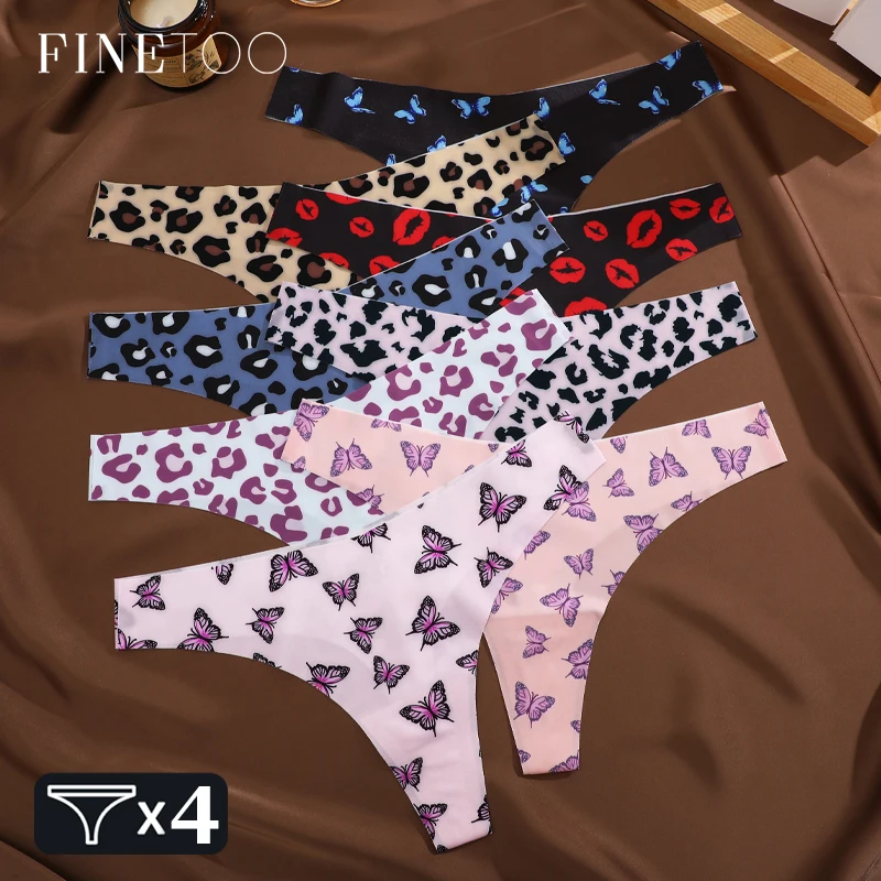 FINETOO-4Pcs-Ultra-Soft-Underwear-For-Women-Sexy-Graphic-Print-Seamless ...