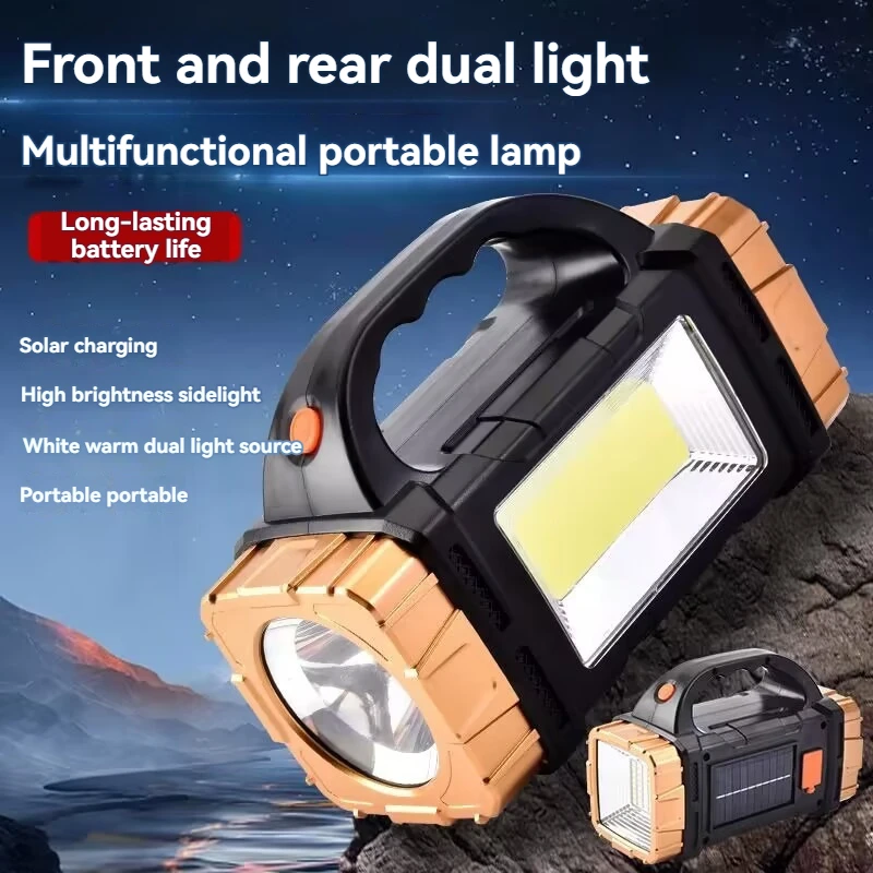 Solar Double Head Hand Light Outdoor Led Multi-functional Red And Blue ...