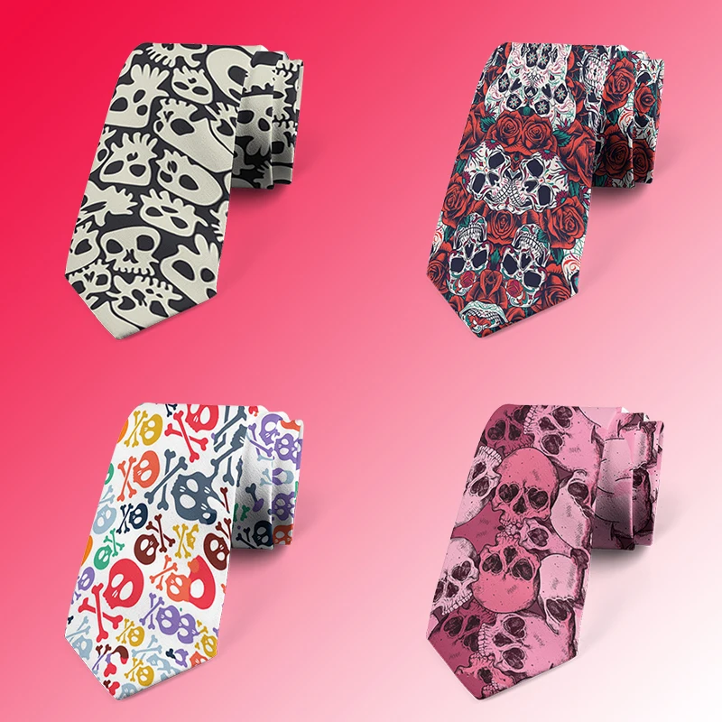Corbata-con-estampado-de-calavera-de-dibujos-animados-para-hombres-y ...