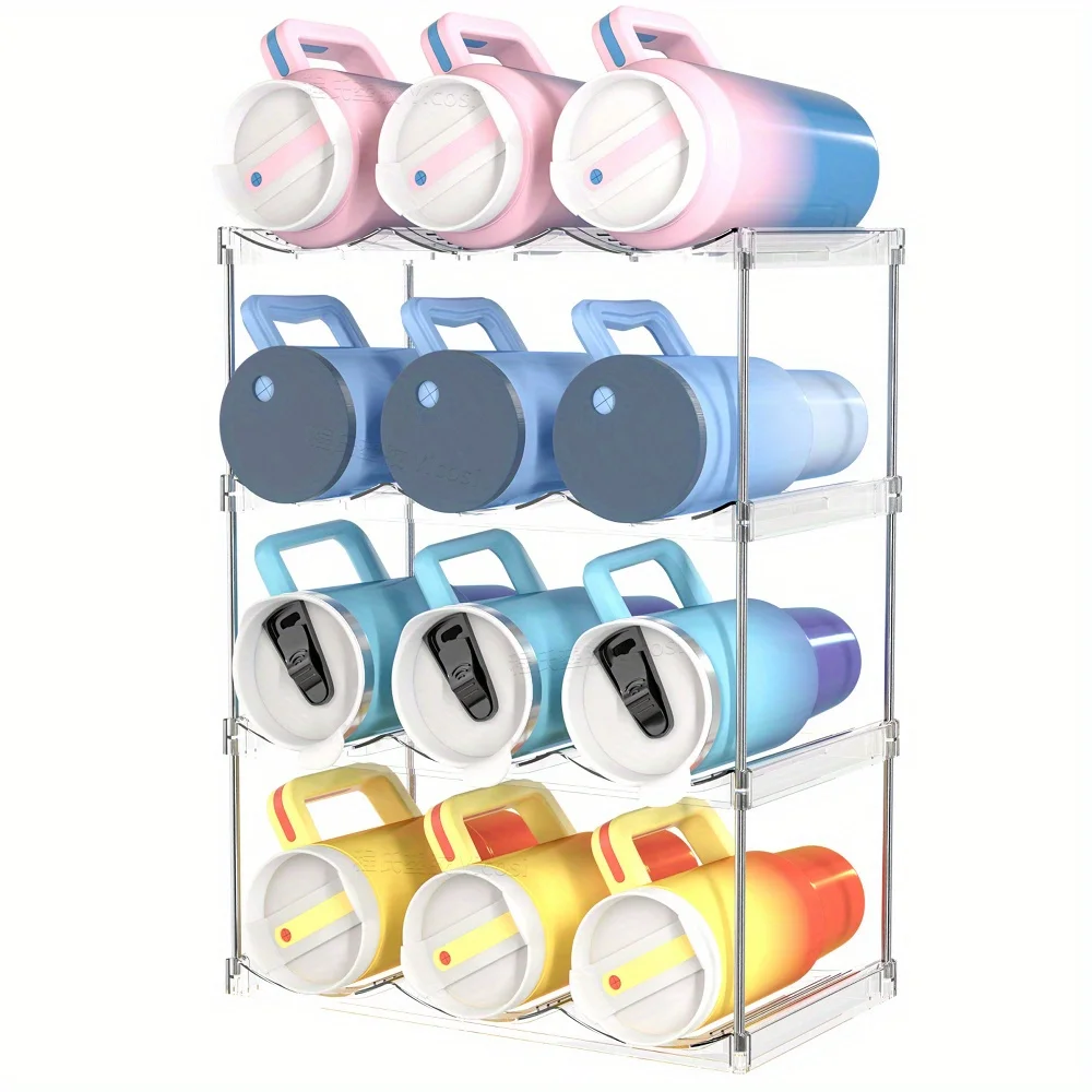 Stackable Water Bottle Organizer for Cabinet Multilayer Tumbler ...
