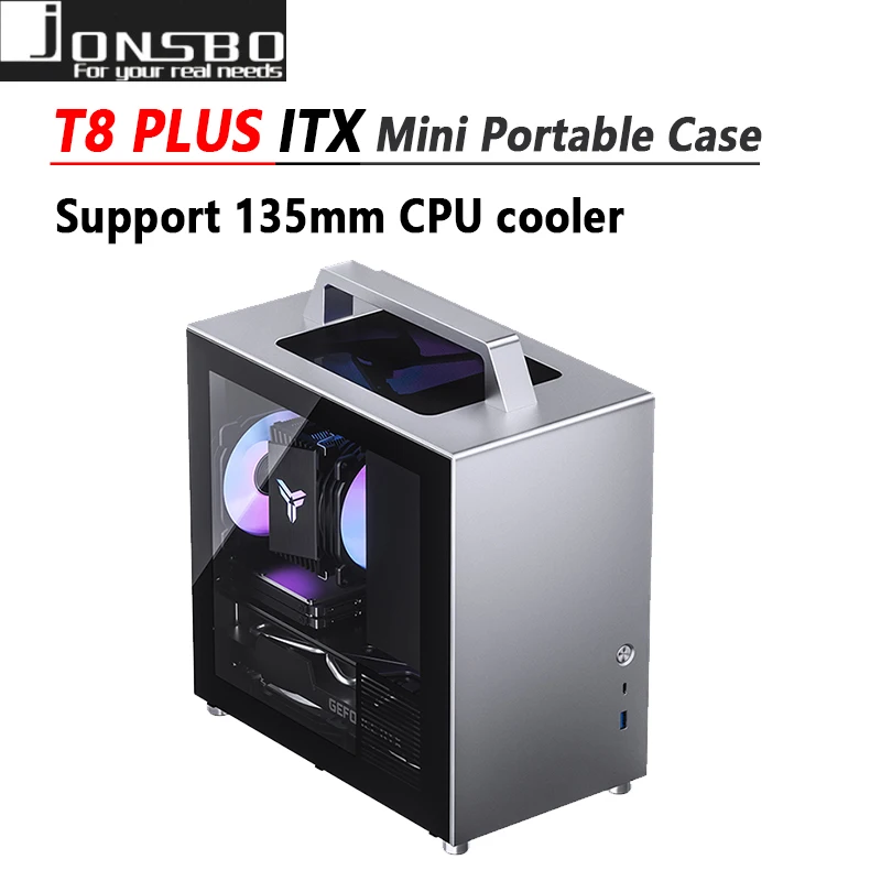 JONSBO Mini ITX PC Case, T8 PLUS, Lado Portátil, Chassi de Alumínio ...