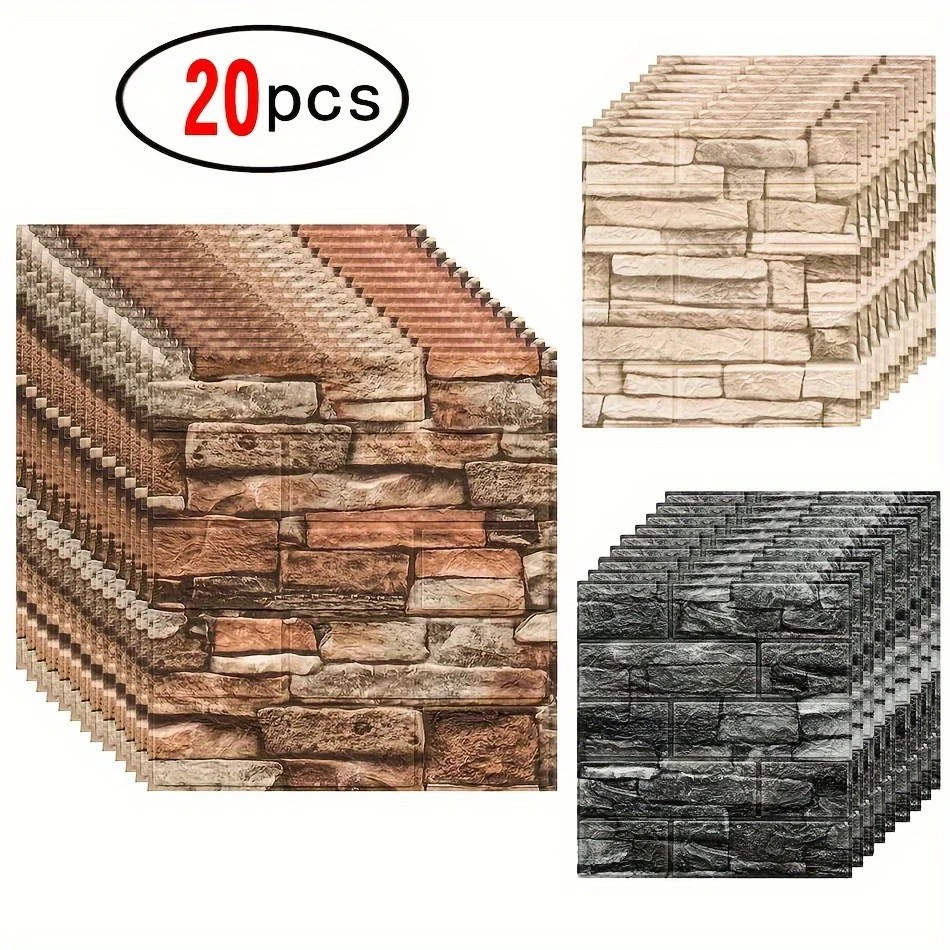 20pcs Wallpaper Brick stone pattern Waterproof Self-Adhesive Wall ...