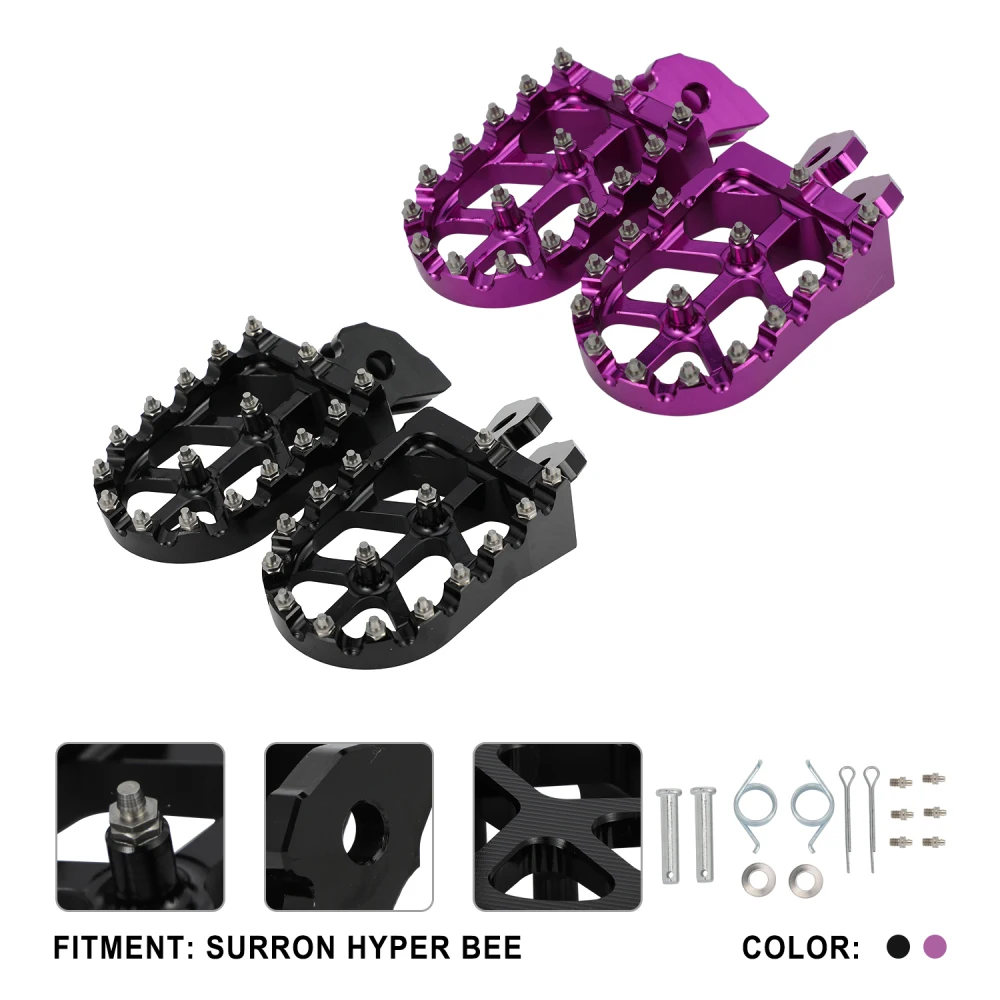 Motorcycle Pair Foot Pegs with spring and teeth 6061 Aluminum ...