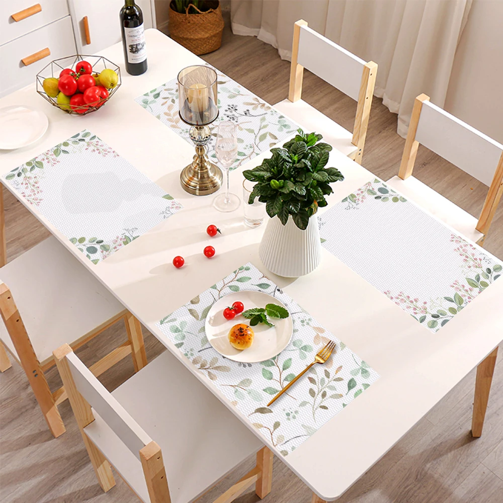 4pcs-Green-Placemat-for-Dining-Table-PVC-Pad-Coaster-Pad-Table-Bowl-Mat ...