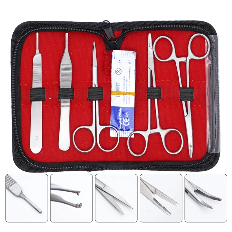 Stainless-Steel-Surgical-Tissue-Tweezer-Set-Iris-Scissors-Needle-Holder ...