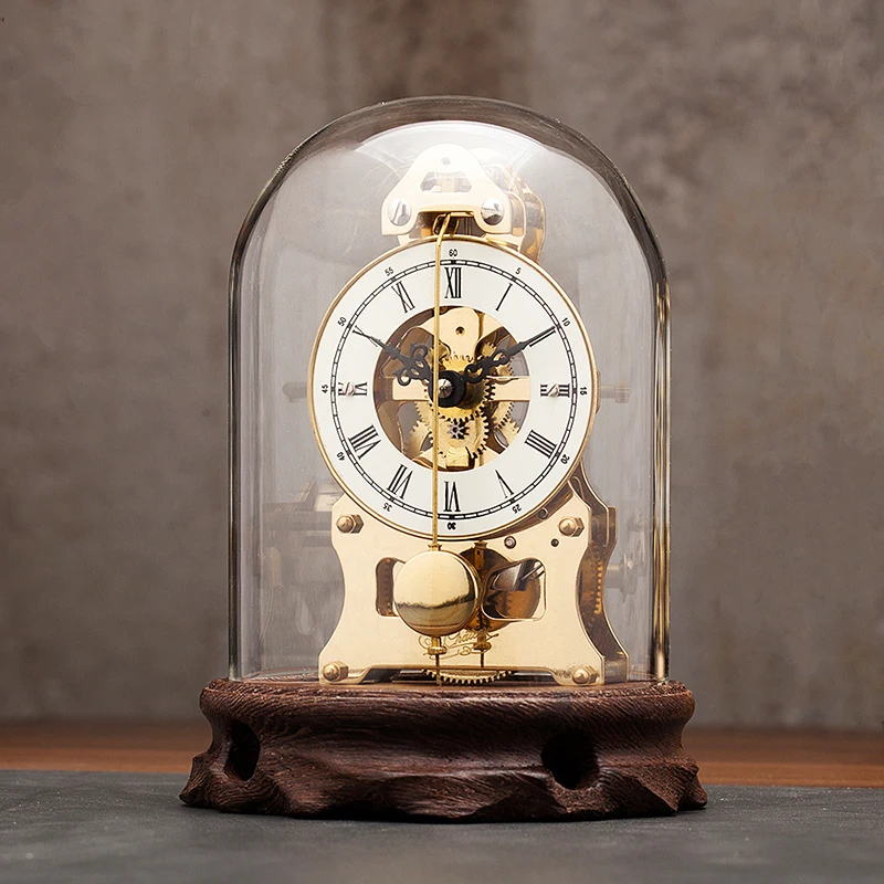 Luxury-Small-Mechanical-Clock-Retro-Vintage-Gold-Ruby-Bearing-Seat ...