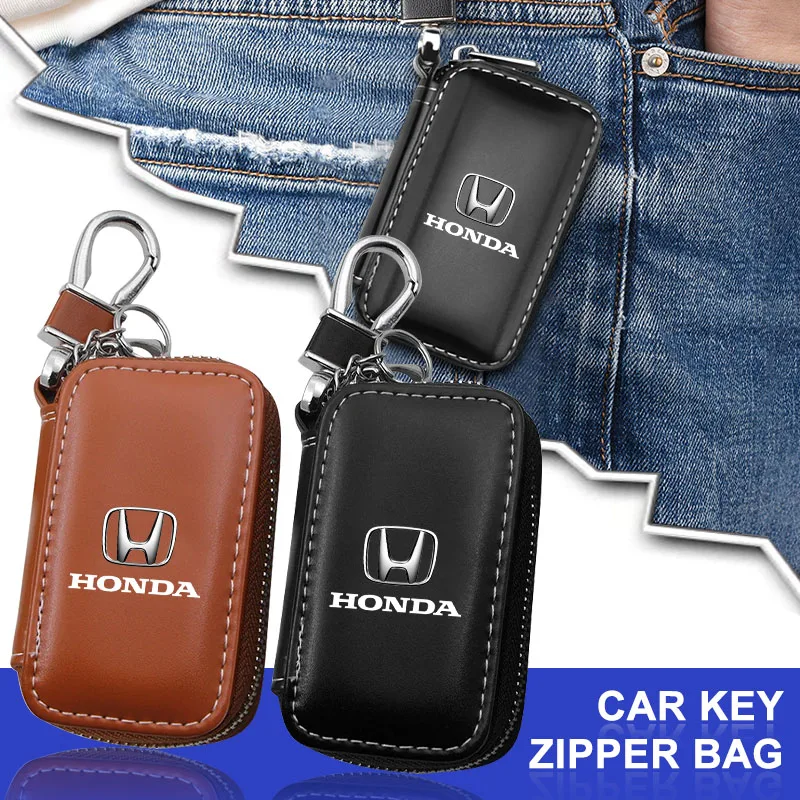 Universal Car Key Case Leather Keychain Storage Bag Car Goods for Honda ...