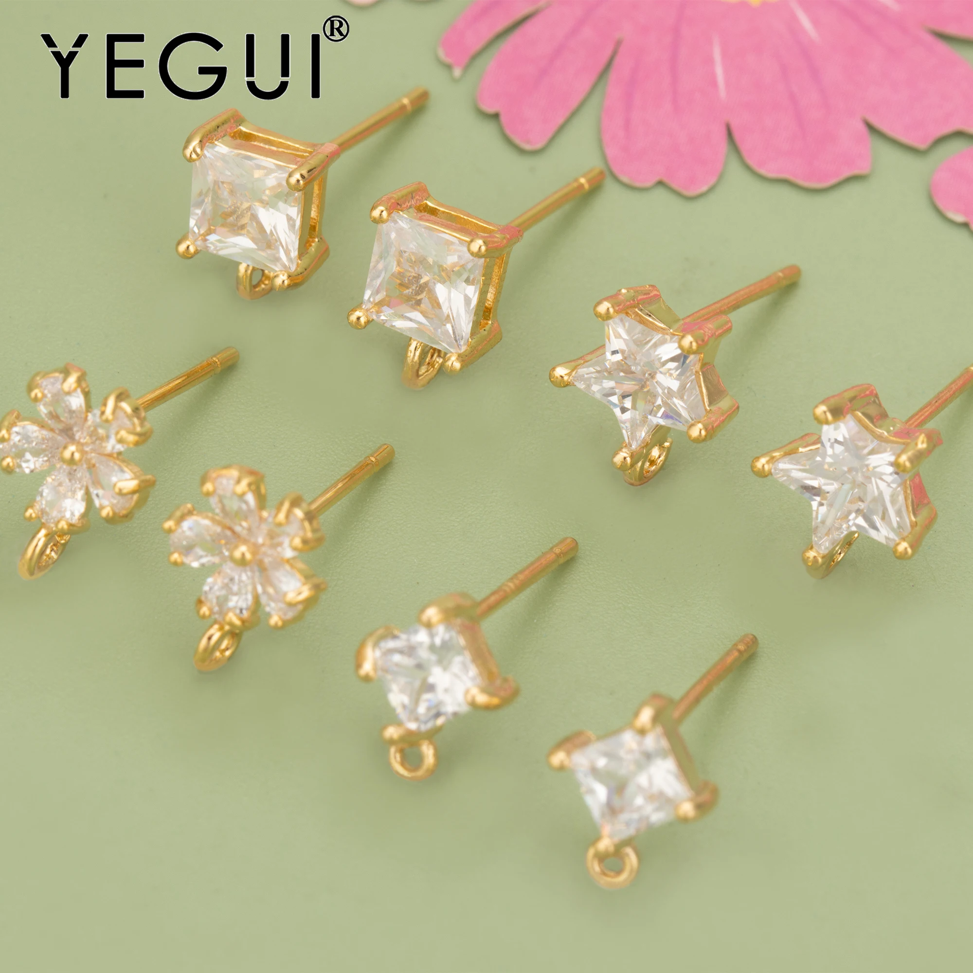 YEGUI MC76,jewelry accessories,18k gold rhodium plated,copper,zircons ...