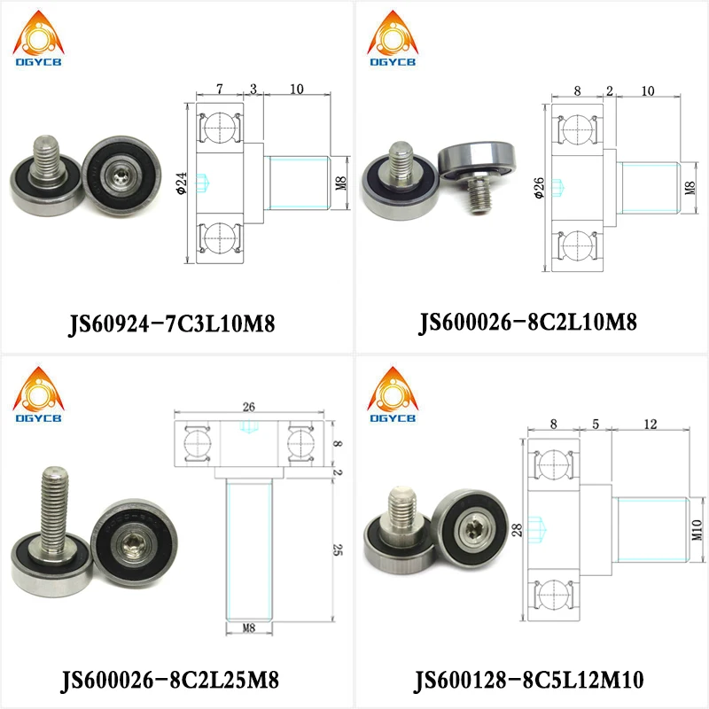 1pcs-26mm-Diameter-6000-Threaded-Bearing-Wheel-Roller-With-M8-Screw ...