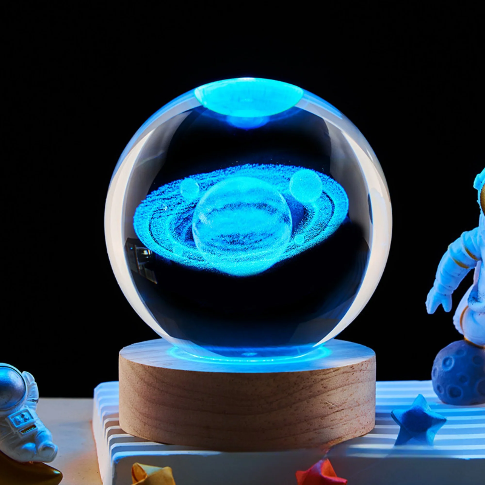 1pc-Saturn-Crystal-Ball-decoration-night-light-wooden-base-USB-port ...