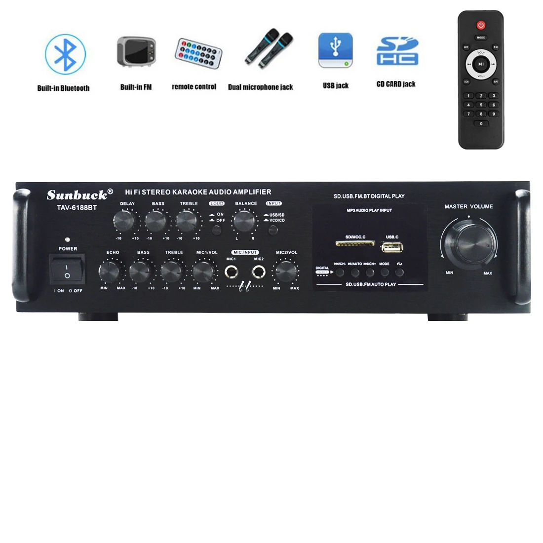 Sunbuck 6188BT 2.1 300W High Power SD USB FM Bluetooth Remote Control ...