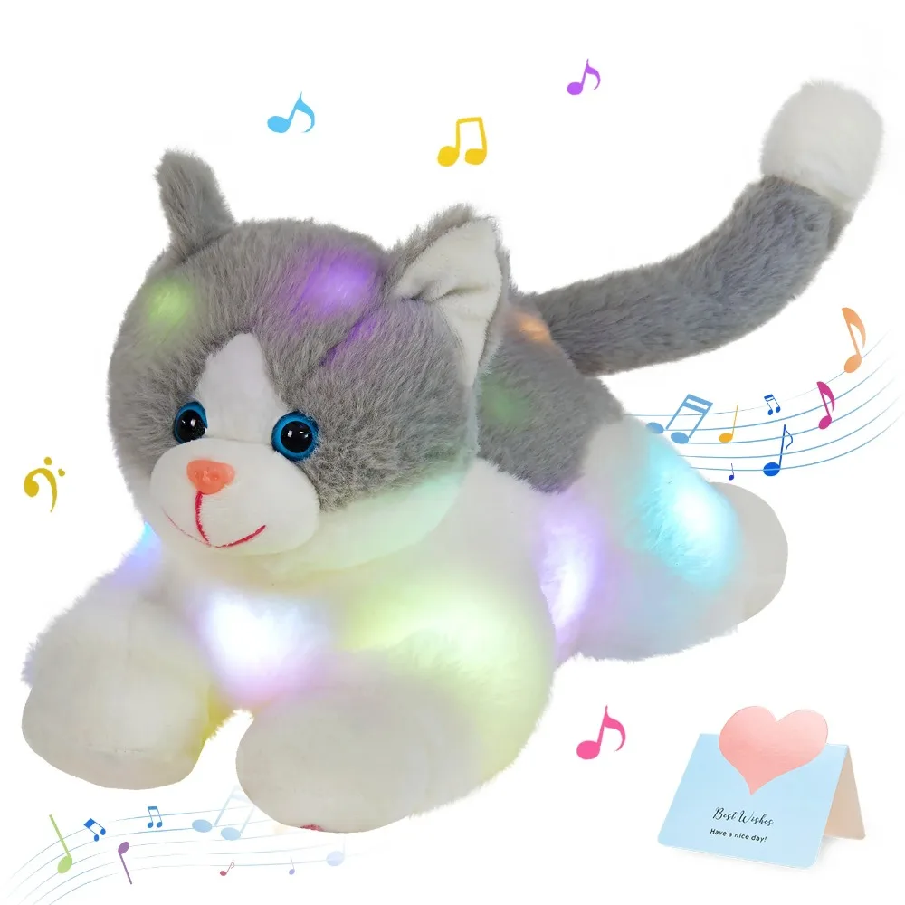 LED-Light-Musical-Luminous-Cat-Stuffed-Animals-Kitty-Glowing-Colorful ...