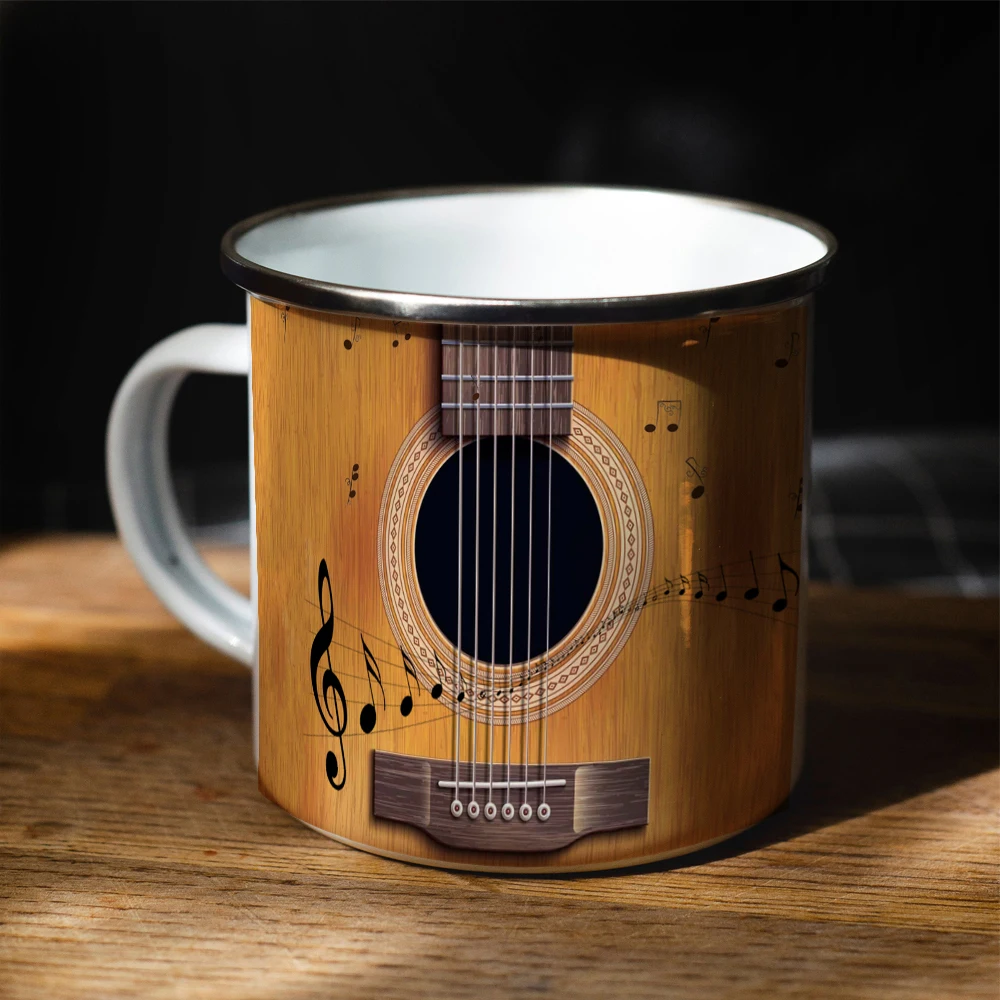 Guitar-Enamel-Camping-Mug-12oz-violin-Music-Office-Coffee-Cup-Singer ...