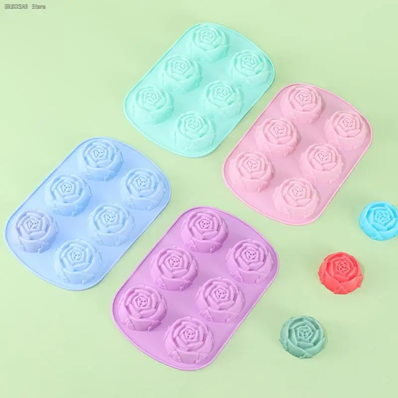 New 6 Rose Flower Silicone Cake Ice Cream Chocolate Mold Soap Silicone ...