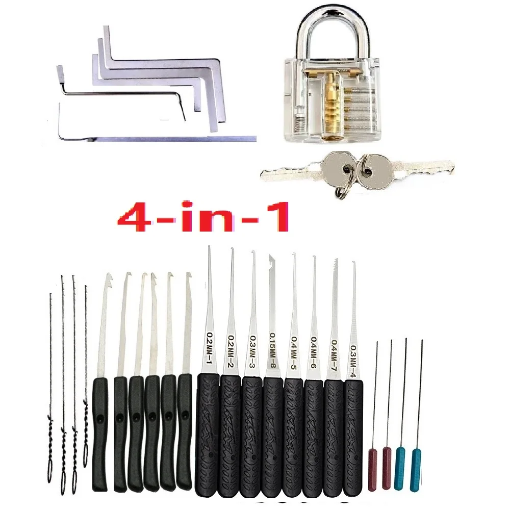 4-in-1 Lock Pick Set Locksmith Supplies Broken Key Auto Extractor ...
