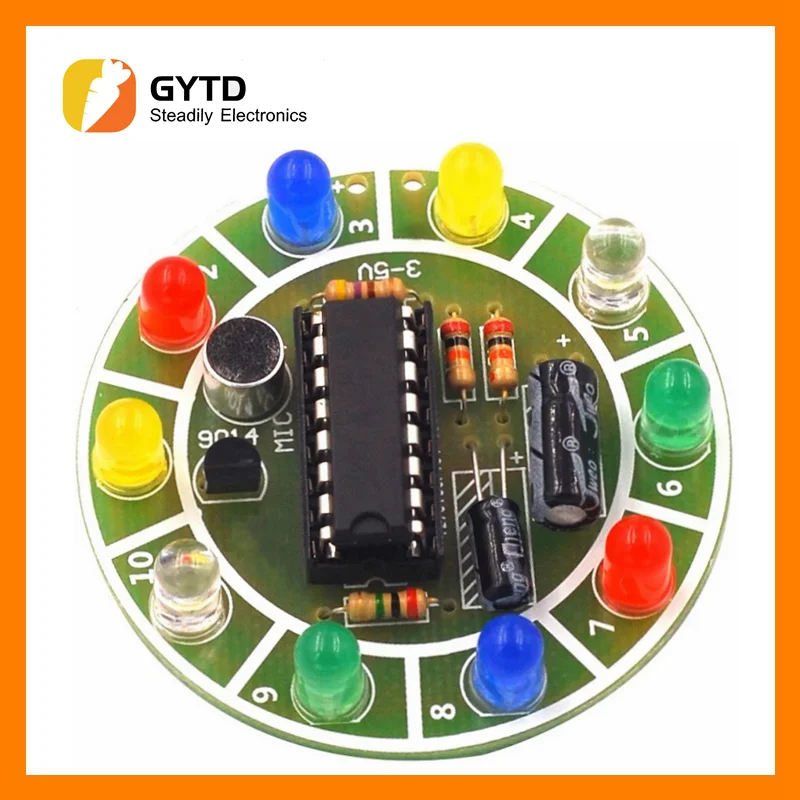 CD4017 Colorful Voice Control Rotating LED Light Kit Electronic ...
