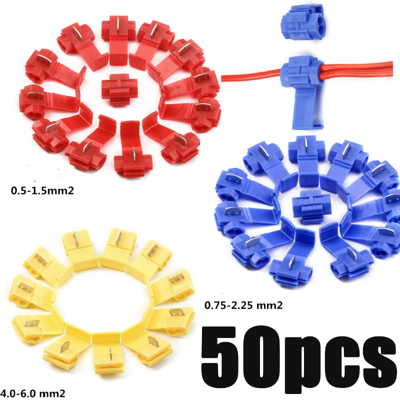 10/50pcs Lock Wire Electrical Cable Connectors Insulated Terminals ...