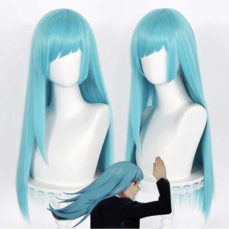 Perruque-Synth-tique-Anime-Jujutsu-Kaimmer-Cosplay-Longue-Bleu-Clair ...