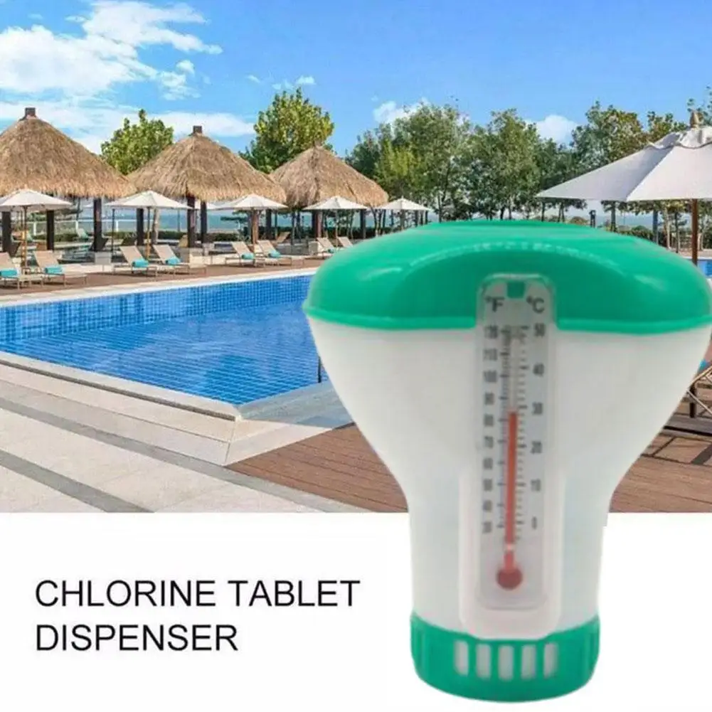Pool Floating Disinfectant Dispenser With Thermometer, Chlorine Floater ...