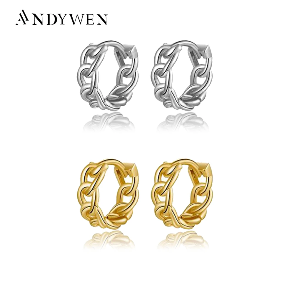 Andywen 925 Sterling Silver 9mm Screw Huggies Locker Hoops Rock Punk ...