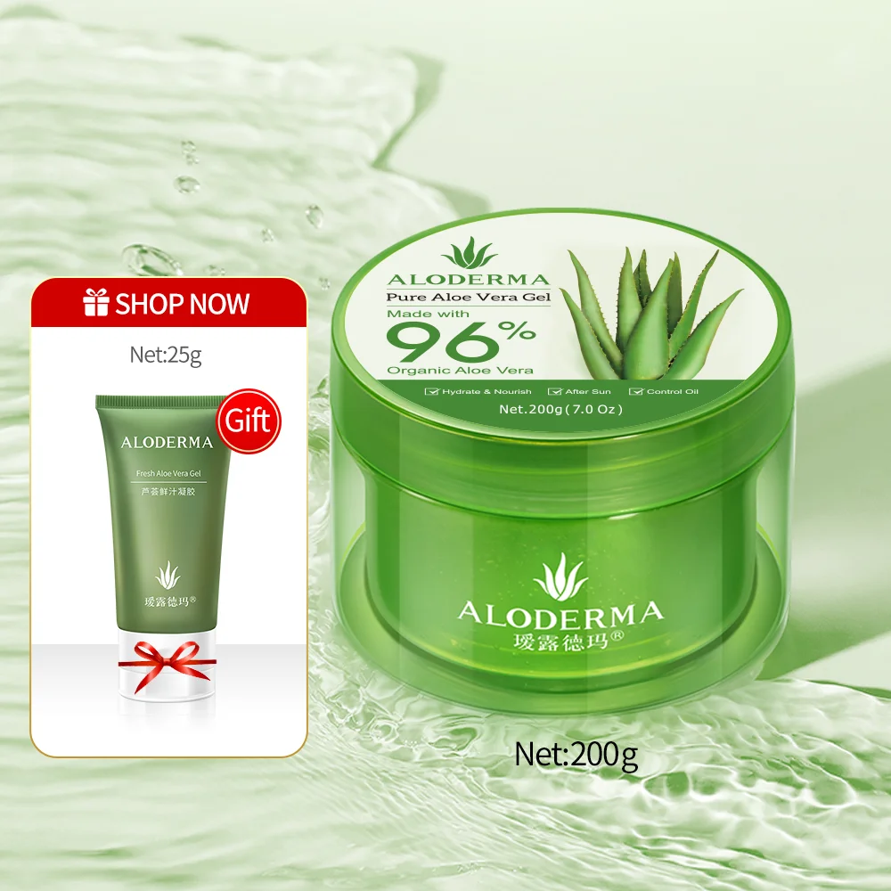 ALODERMA Natural Pure Aloe Vera Gel 96% Organic Aloe Gel,Post Sun ...