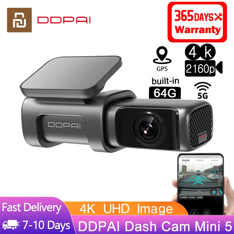 Ddpai Dash Cam Mini 5 4k Uhd Android Car Camera 24h Parking Build-in ...