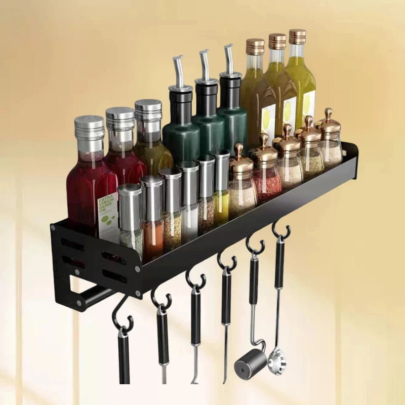 Wall-Mounted-Kitchen-Storage-Rack-Punch-Free-Condiment-Tableware-Knife ...