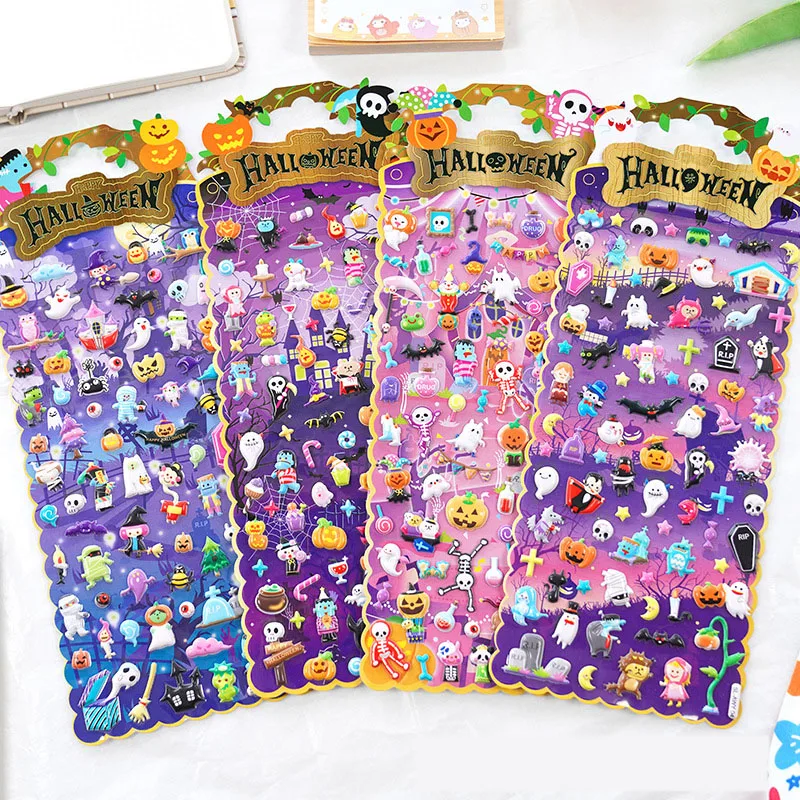 2-Pieces-Creative-Halloween-Puffy-Stickers-Funny-Ghost-Pumpkin-Vampire ...