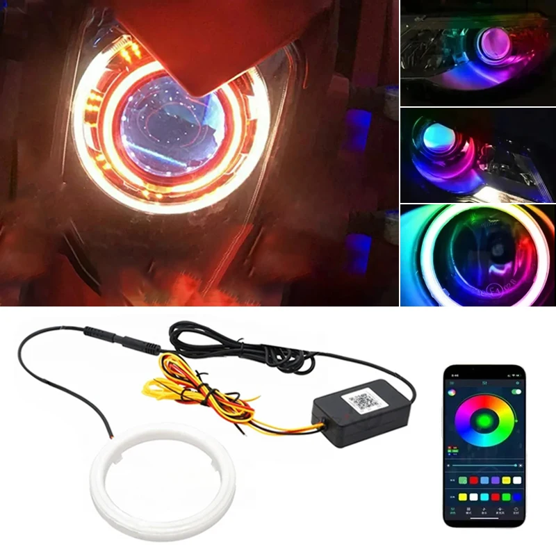 1PC-60mm-70mm-80mm-90mm-100mm-110mm-120mm-Car-Angel-Eyes-RGB-Cotton ...