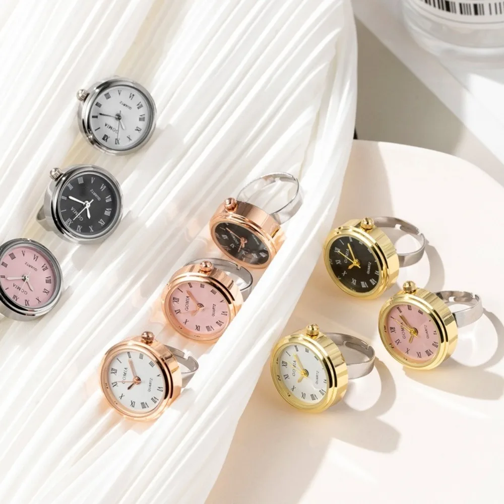 Couple Watches Couple Watch Ring Creative Round Mini Finger Ring Watch ...