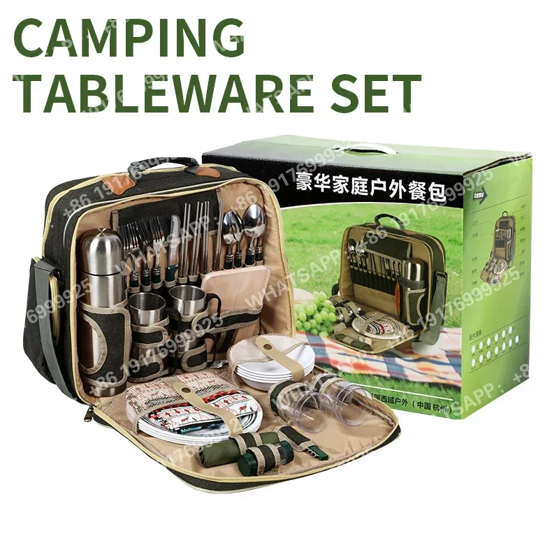 Portable Luxury Camping Picnic Tableware Set Dishes Outdoor Tableware ...